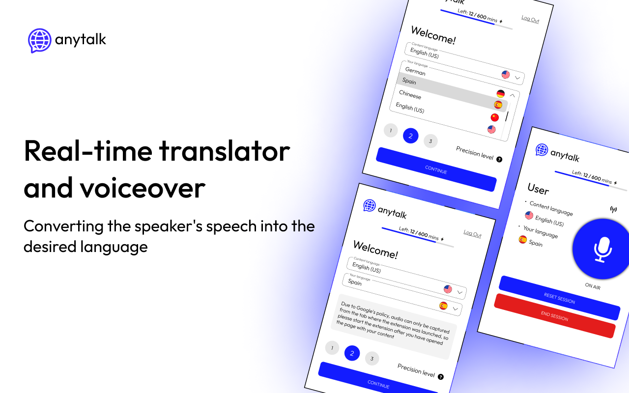 Anytalk: Real-time translator and voiceover_chrome插件下载,最新浏览器扩展,crx离线安装包 ...
